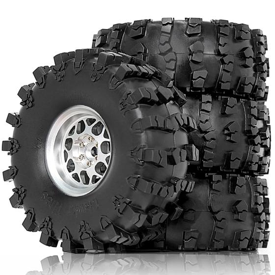 Aros De Roda Beadlock RC Crawler Escala 1/10 E Pneus De Borracha 4 ...