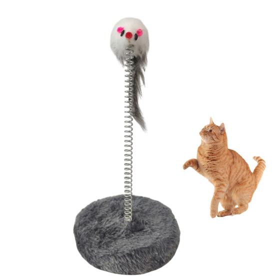 Arranhador Gato Pet Ratinho Guizo Mola Brinquedo Interativo Felino ...