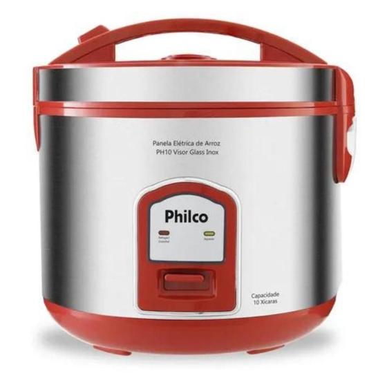 Arrozeira elétrica a vapor Philco PH10 Visor Glass Vermelho - Panela de ...