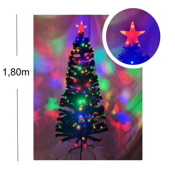 Árvore de Natal LED Fibra Ótica Colorido 180Cm Luzes Bivolt - Multiart ...