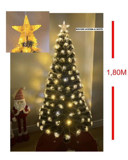 Árvore de Natal LED Fibra Ótica Cristal 180Cm Luzes Bivolt - Multiart ...