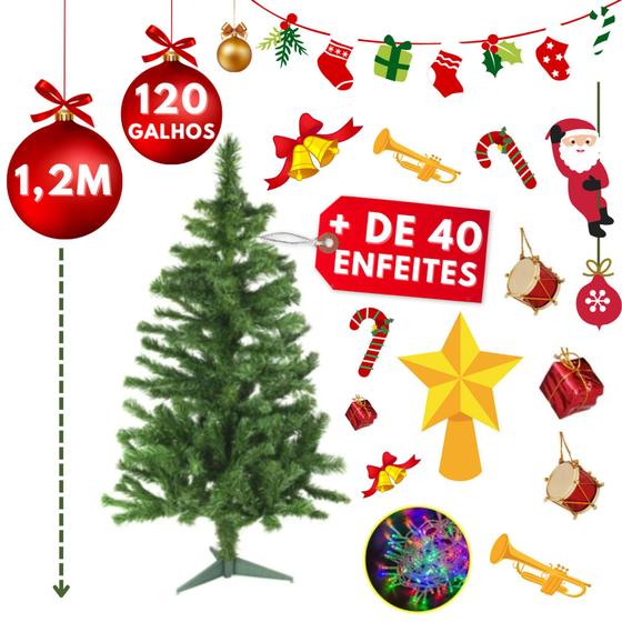 Árvore Pinheiro De Natal Decorada Com Enfeites 120cm Pisca Pisca ...