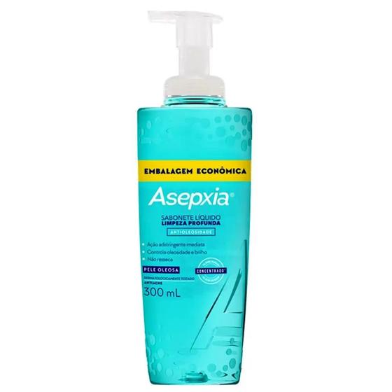 Asepxia Sabonete Líquido Facial Antioleosidade Antiacne 300ml ...