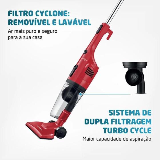 Aspirador de Pó Vertical 2 em 1 Mondial Turbo Cycle AP-36 1100W Vermelho e Preto 220V ...