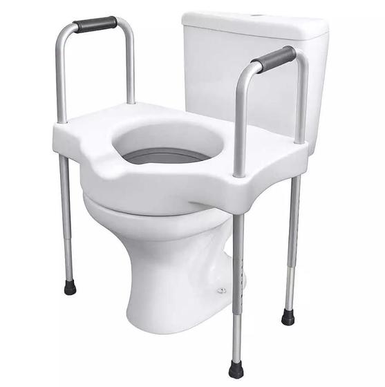 Assento Elevado Sanitário Com Barra de Apoio Ajustável Sit V Carci ...