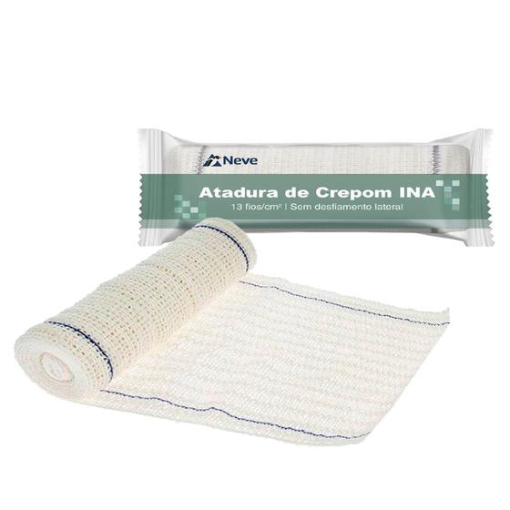 Atadura Crepe Neve Linha INA 13 fios/cm² 20 cm x 1,8m Tecido Misto Branco - Pacote 12 Unidades ...