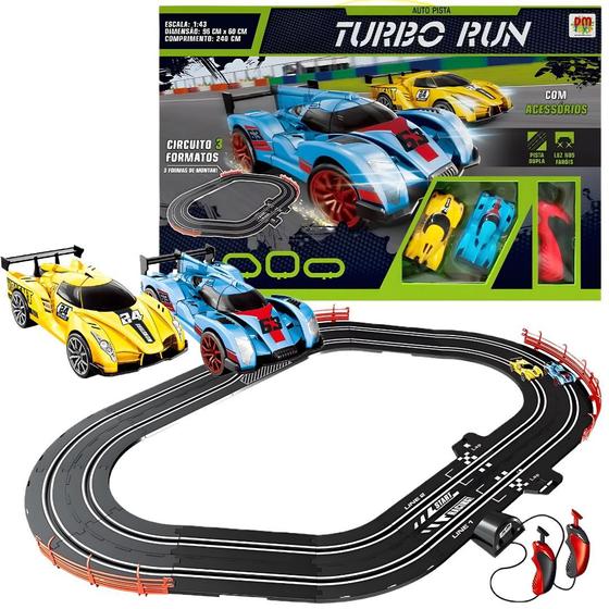 Autorama Turbo Run Circuito 3 Em 1 Luz 2 Carros 240cm - DM Toys ...