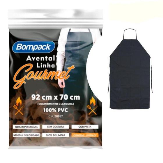 Avental Preto Gourmet Churrasco Napa PVC Impermeável - 92cmx70cm ...