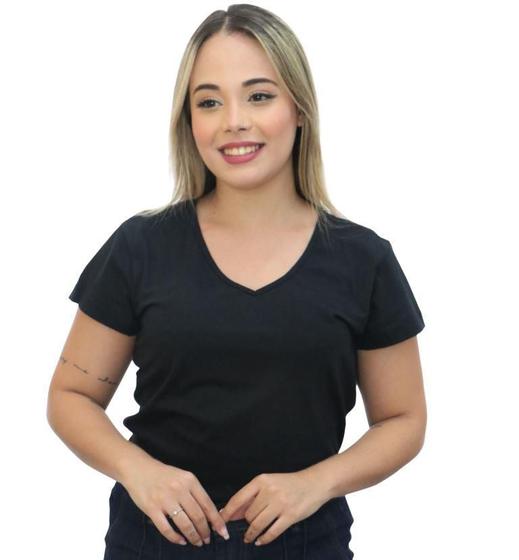 Baby Look Feminina Babylook Preta Gola V Tradicional Algodão Evangelica ...