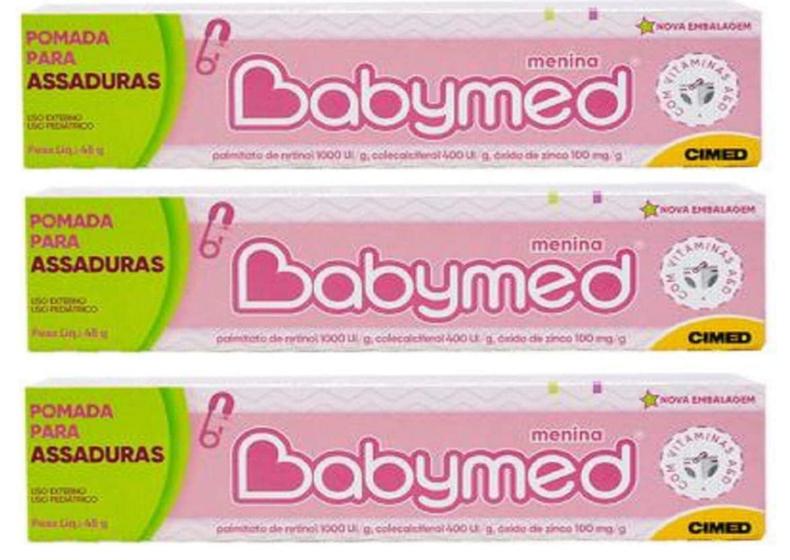 Babymed Kit c/3 Pomada Para Assaduras (ROSA/ AZUL) Cimed 45 Gramas ...
