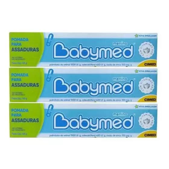 Babymed pomada para prevenção e para assadura bebe azul menino kitc/3 ...