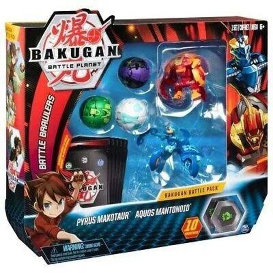 Bakugan Pack de Batalha Com 5 Esferas Figuras - Pyrus Maxotaur/Aquos ...