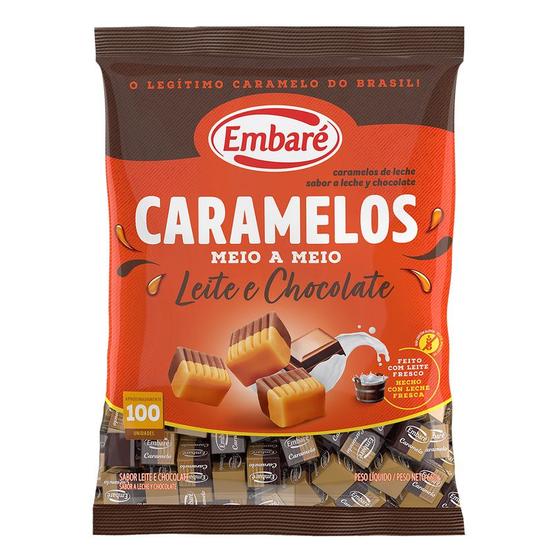 Bala Caramelo Meio a Meio Leite Com Chocolate 660g - Embare - Balas ...