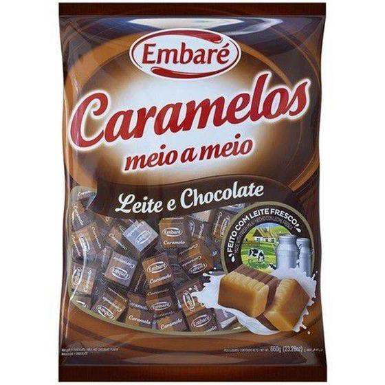 Bala caramelos meio meio leite e chocolate 660g embaré - Balas ...