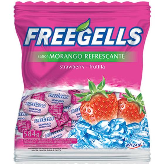Bala Dura Morango Refrescante Freegells 584g - Riclan - Balas ...