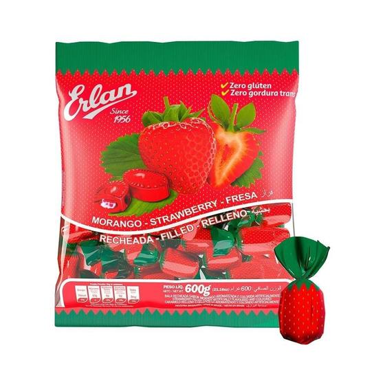 Bala Erlan Recheada Morango Cestinha 600g - Balas - Magazine Luiza