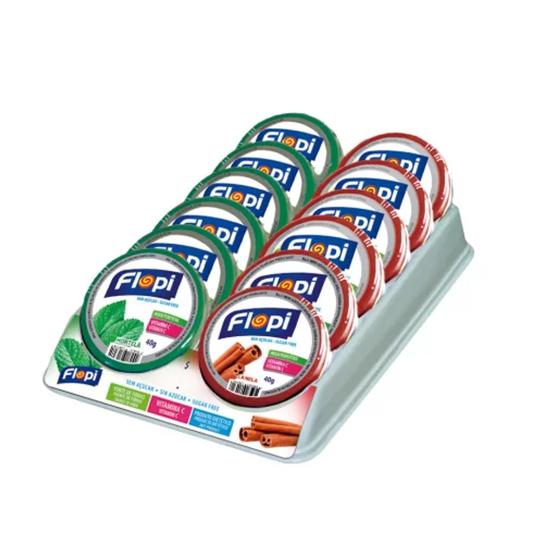 Bala Flopi sem açúcar hortelã e canela Display c/12 latas - Florestal ...