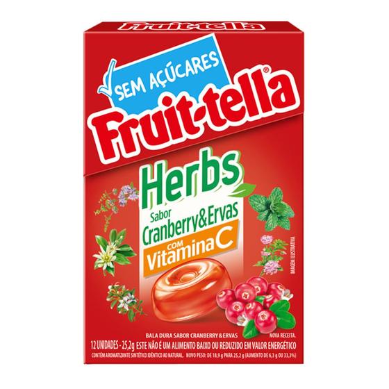 Bala Fruit-Tella Herbs com Vitamina C Sabor Cranberry & Ervas Sem ...