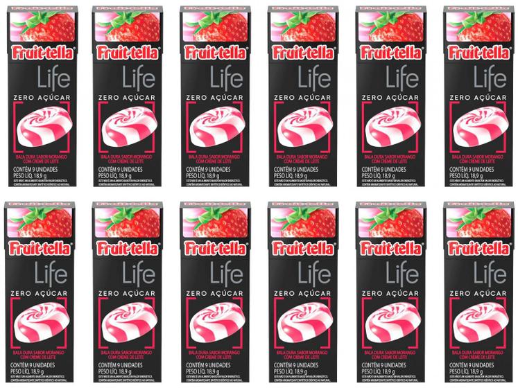 Bala Fruittella Life Morango com Creme de Leite - sem Açúcar 226,8g ...