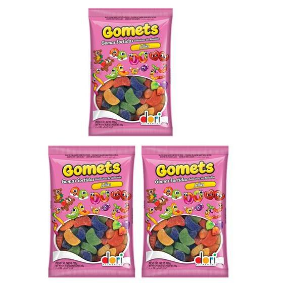 Bala Gomets Gomos de Frutas Jujuba Sortida Kit 3 Un de 700g - Dori ...