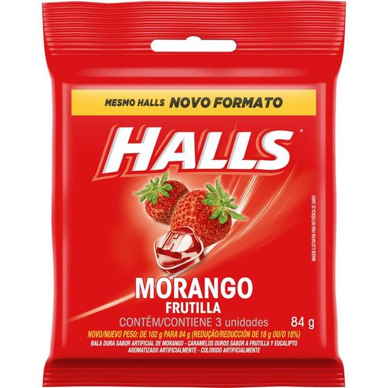 Bala Halls Morango 84g com 3 Unidades - Balas - Magazine Luiza
