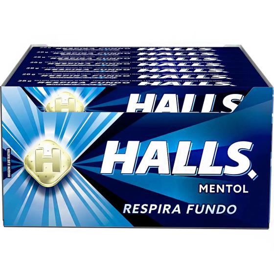 Bala Halls Sem Glúten Sabor Mentol Azul - Caixa 21 Unidades - Balas ...