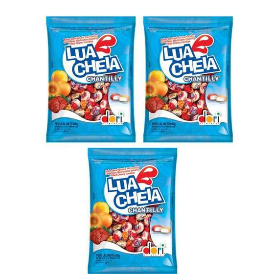 Bala Lua Cheia Macia Recheada Sabor Frutas e Chantili Kit - Dori ...