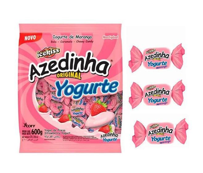 Bala Mastigável Azedinha Iogurte Morango Pacote 600gr - Ice Kiss ...