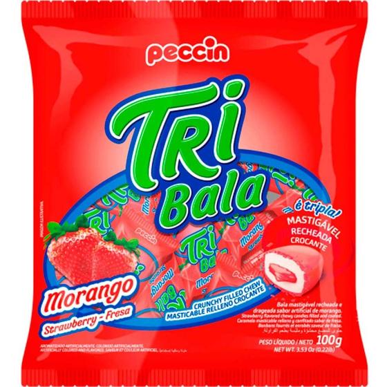 Bala Mastigável Morango 100g 1 UN Tri Bala - PECCIN - Balas - Magazine ...