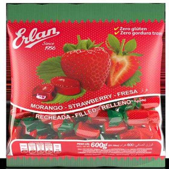 Bala Recheada Morango 600g - Erlan - Balas - Magazine Luiza