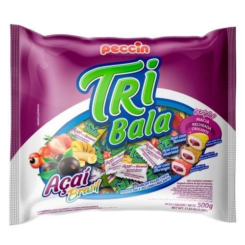 Bala Recheada Peccin TriBala Sabor Açai Brasil Saco 500g - Balas ...