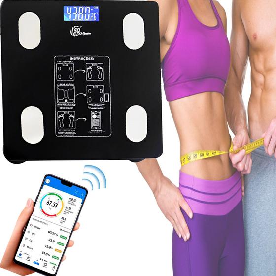 Balança Digital Bioimpedância Corporal Profissional 180Kg - SQ - Só ...