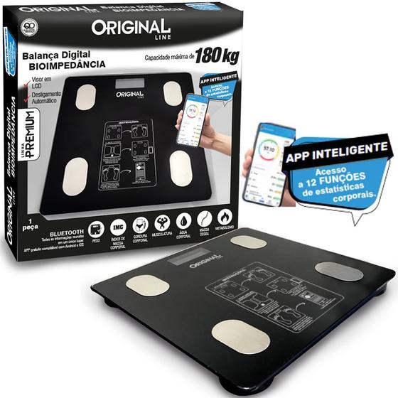Balança Digital Bioimpedância Corporal Vidro 180kg Bluetooth Premium ...