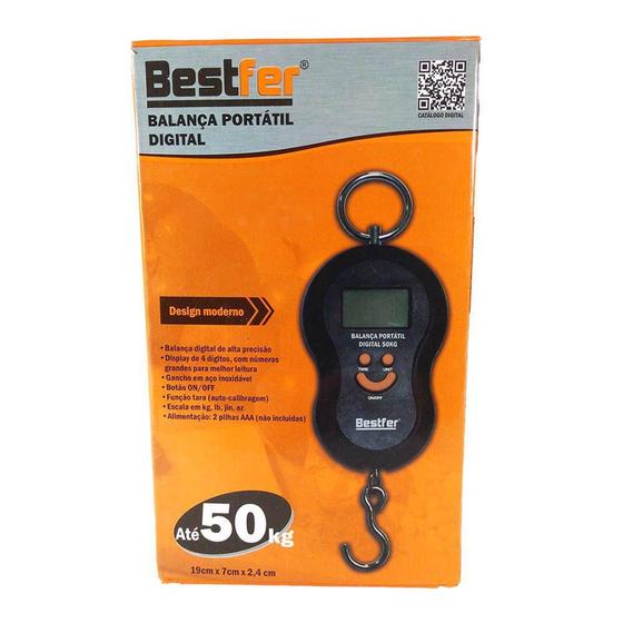 Balança Portátil Digital Alta Precisão Modelo Gancho 50 KG Best Fer ...