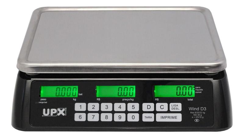 Balança UPX Wind D3 32Kg Selo Inmetro + Bateria + Saída Serial Para ...