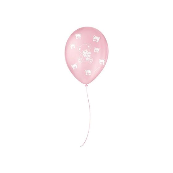 Balão de Festa Decorado Ursinho - Rosa (9" 23cm) - 25 unidades - São ...