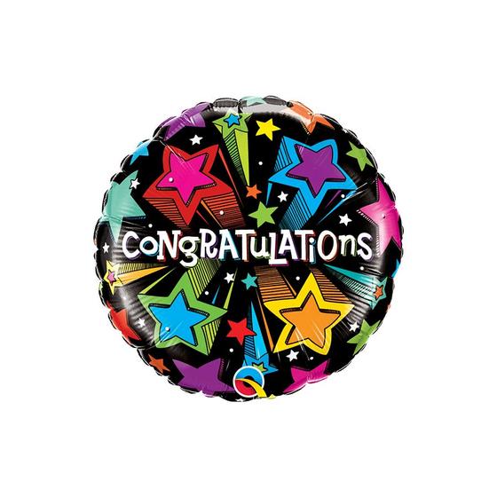 Balão de Festa Microfoil 18" 46cm - Redondo Congratulations Estrelas ...
