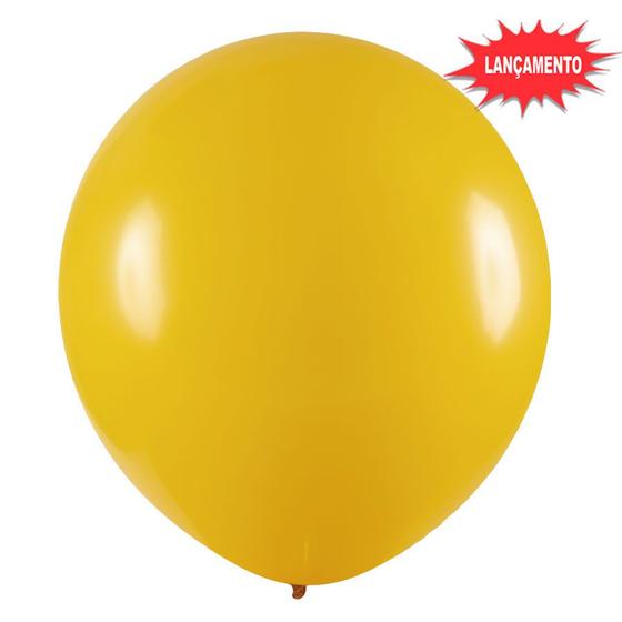 Balão de Festa Redondo Profissional Látex Liso 24'' 60cm - Amarelo Ouro ...