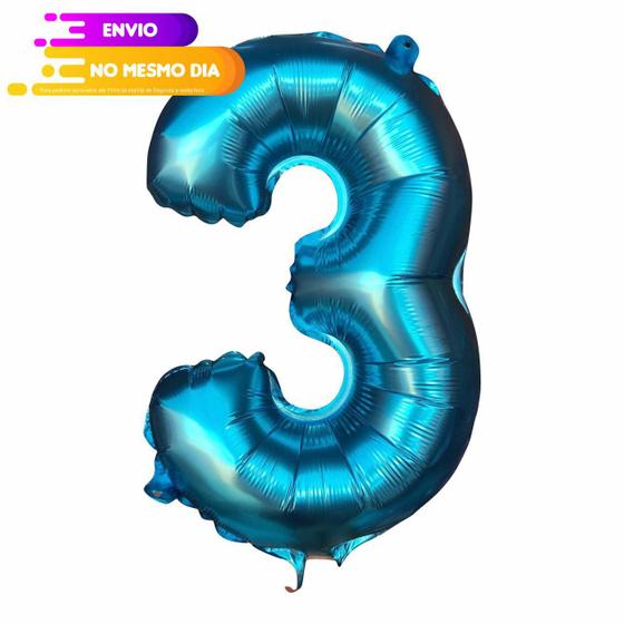 Balão De Número Metalizado Azul 40 Cm Balão de Festa - Balão Metalizado ...