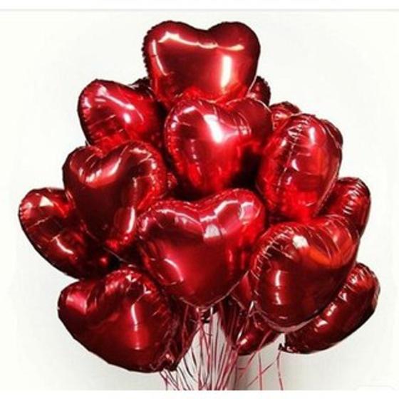 Balão formato coração metalizado 45 cm - Eixo Firme - Balão Metalizado ...