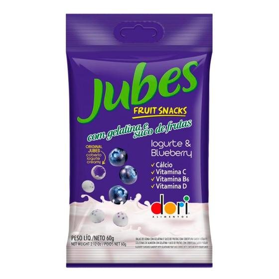 Balas de Goma Dori Jubes Fruit Snacks Iogurte e Blueberry 60g - Balas ...