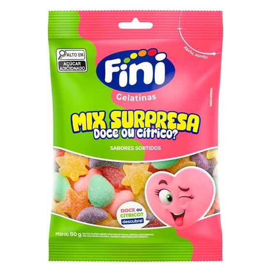 Balas Gelatinas Fini Mix Surpresa Doce ou Cítrico Sabores Sortidos 80g ...