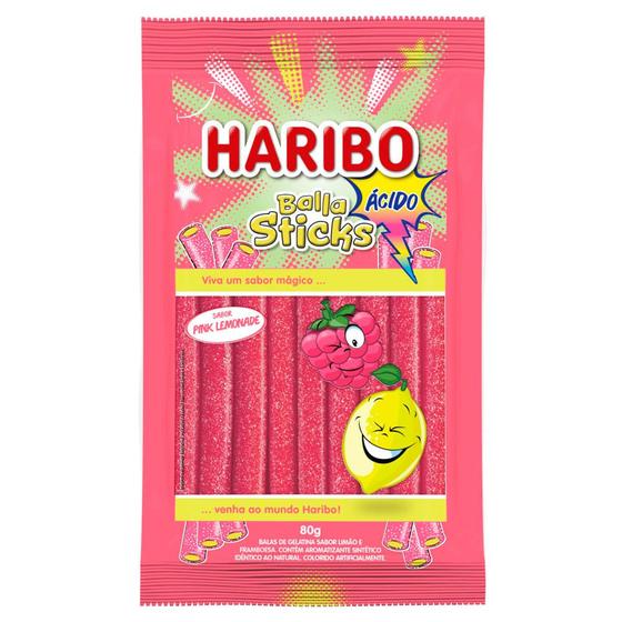 Balas Haribo Balla Sticks Ácido Pink Lemonade 80g - Bala de Gelatina ...