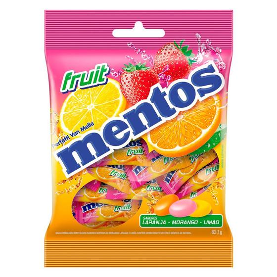 Balas Mentos Fruit Sabor Laranja, Morango e Limão 62,1g - Balas ...