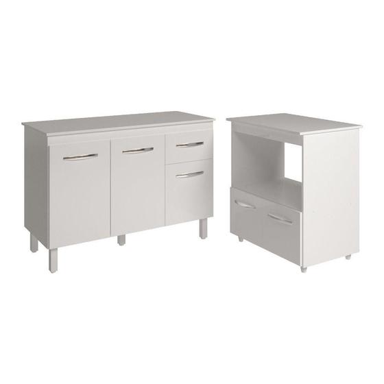 Balcão Armário Gabinete Aline 118 Cm Com Tampo Tampão E Balcão Amanda ...