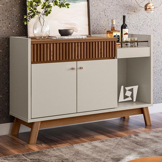 Balcão Buffet Lucca 2 Portas 1 Gaveta com Espelho Freijó/Off White - Linea Brasil - Buffet e ...
