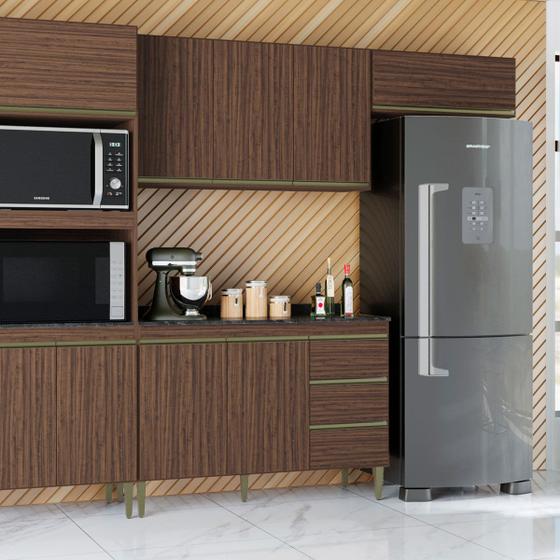 Balcão Cozinha Sem Tampo 2 Portas 3 Gavetas Chocolate Poquema ...