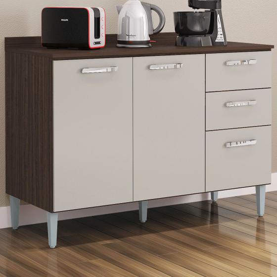 Balcão De Cozinha 3 Portas 2 Gavetas Chocolate/off White 508 - Poquema ...