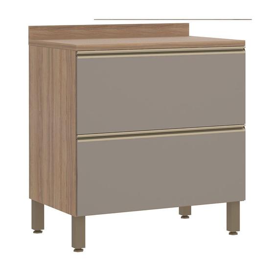 Balcão de Cozinha com Tampo 80 cm 2 Gavetões Mel Luciane Móveis ...