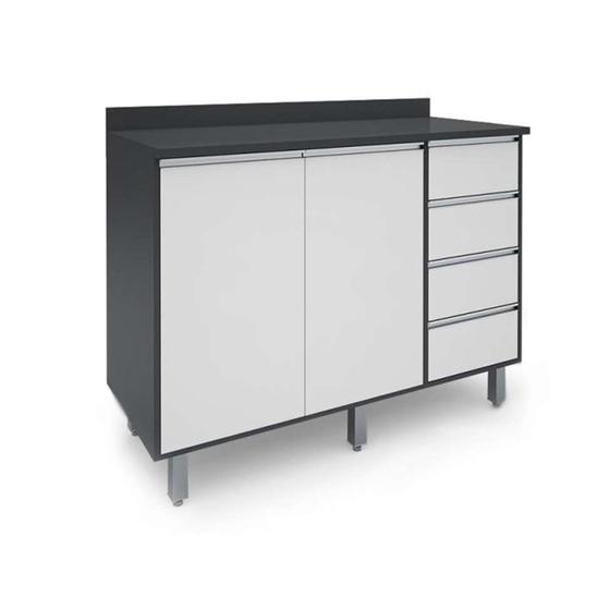 Balcão de Cozinha com Tampo Confort 2 PT 4 GV Grafite e Branco - BATROL ...